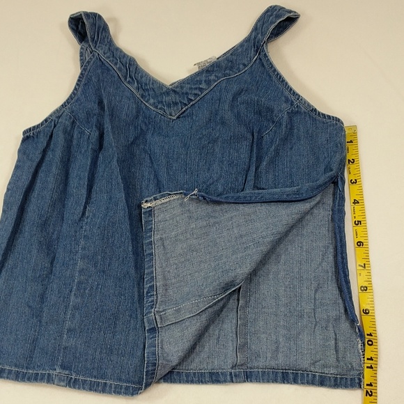 Vintage | Tops | Vtg Sleeveless Denim V Neck Tank Top W Side Zipper ...